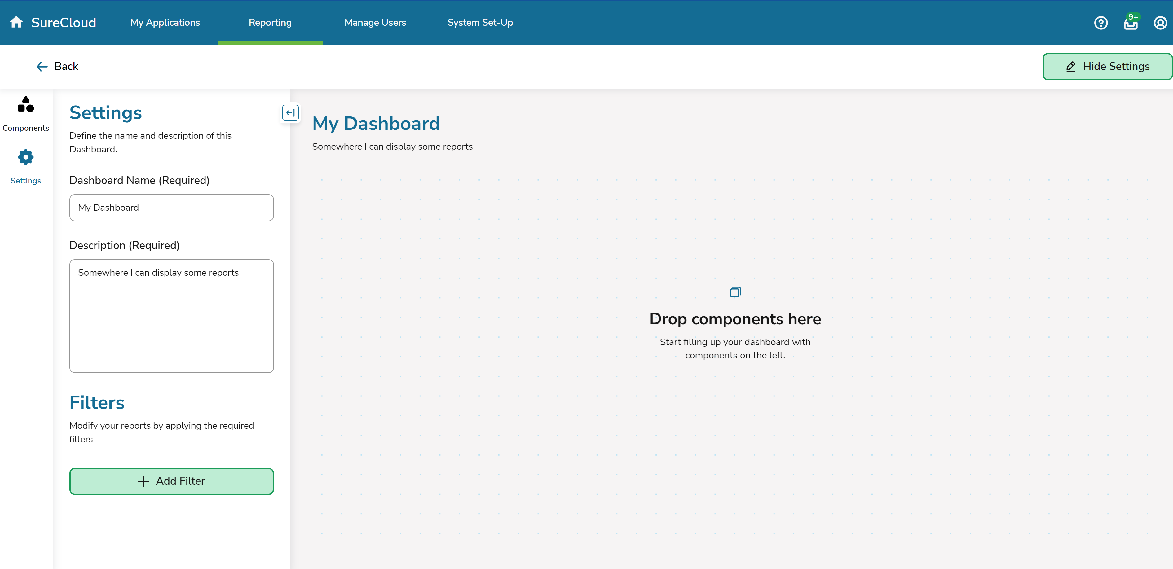 Creating and configuring a Dashboard – SureCloud Platform