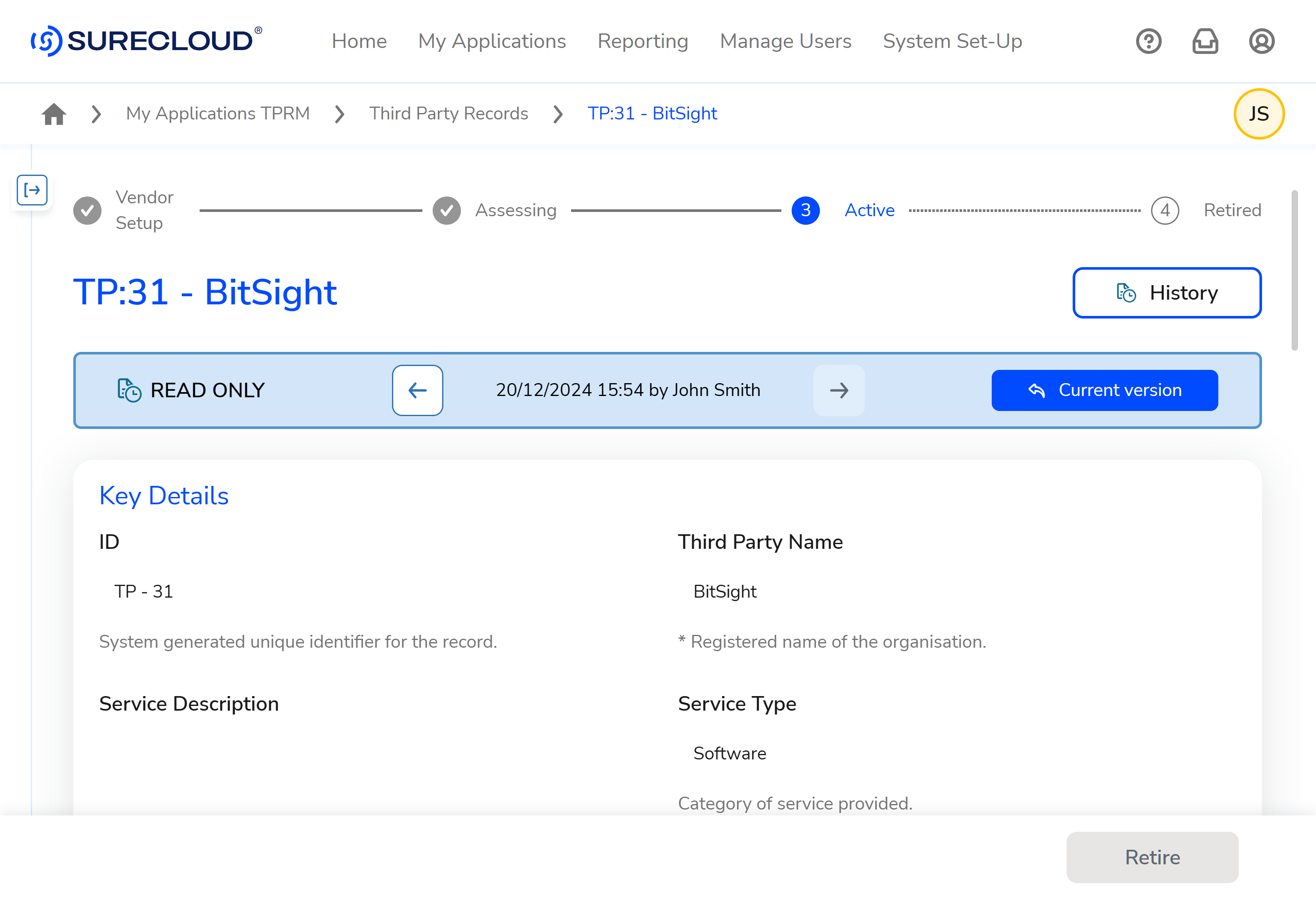 Version History Surecloud Platform