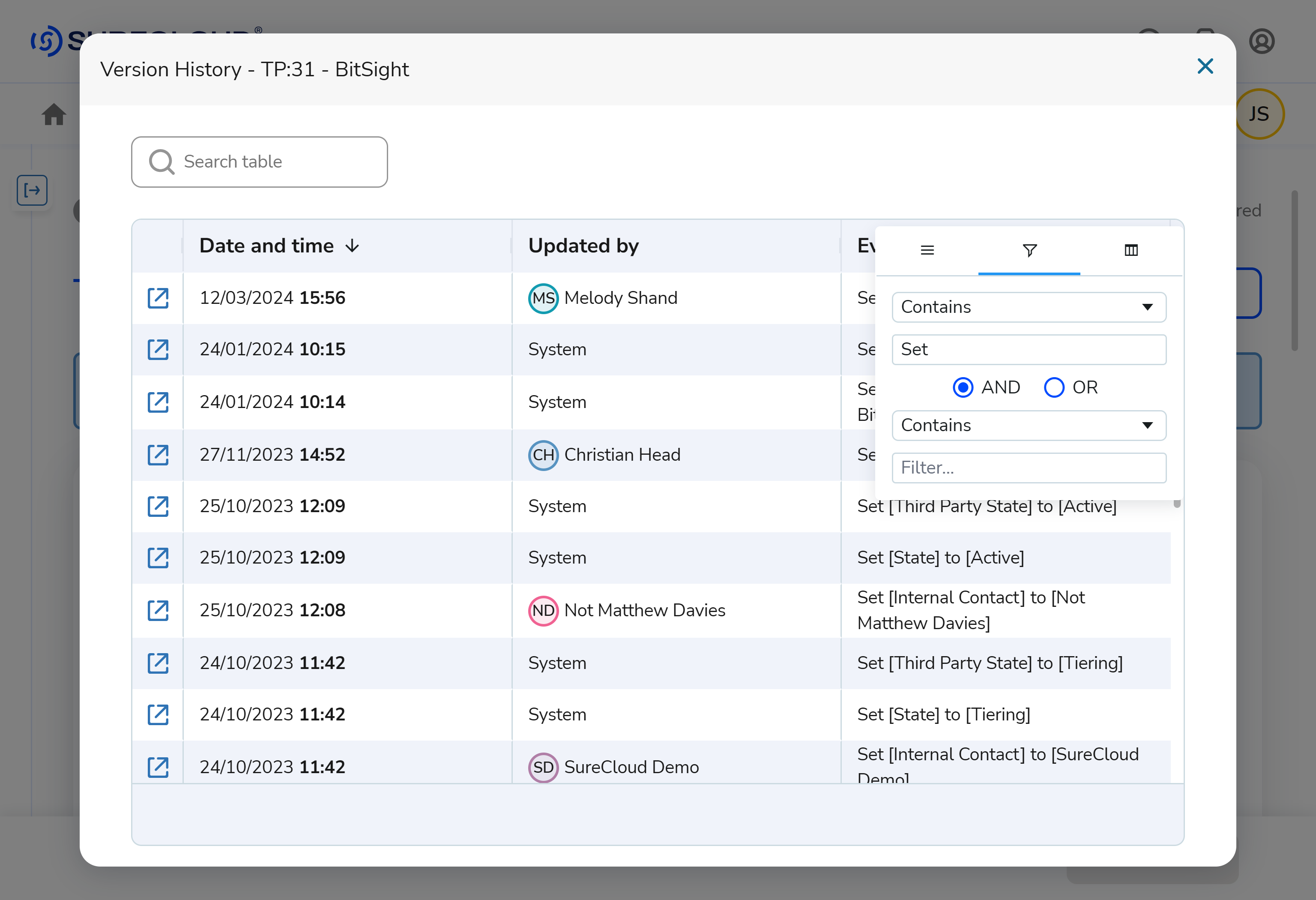 Version History Surecloud Platform