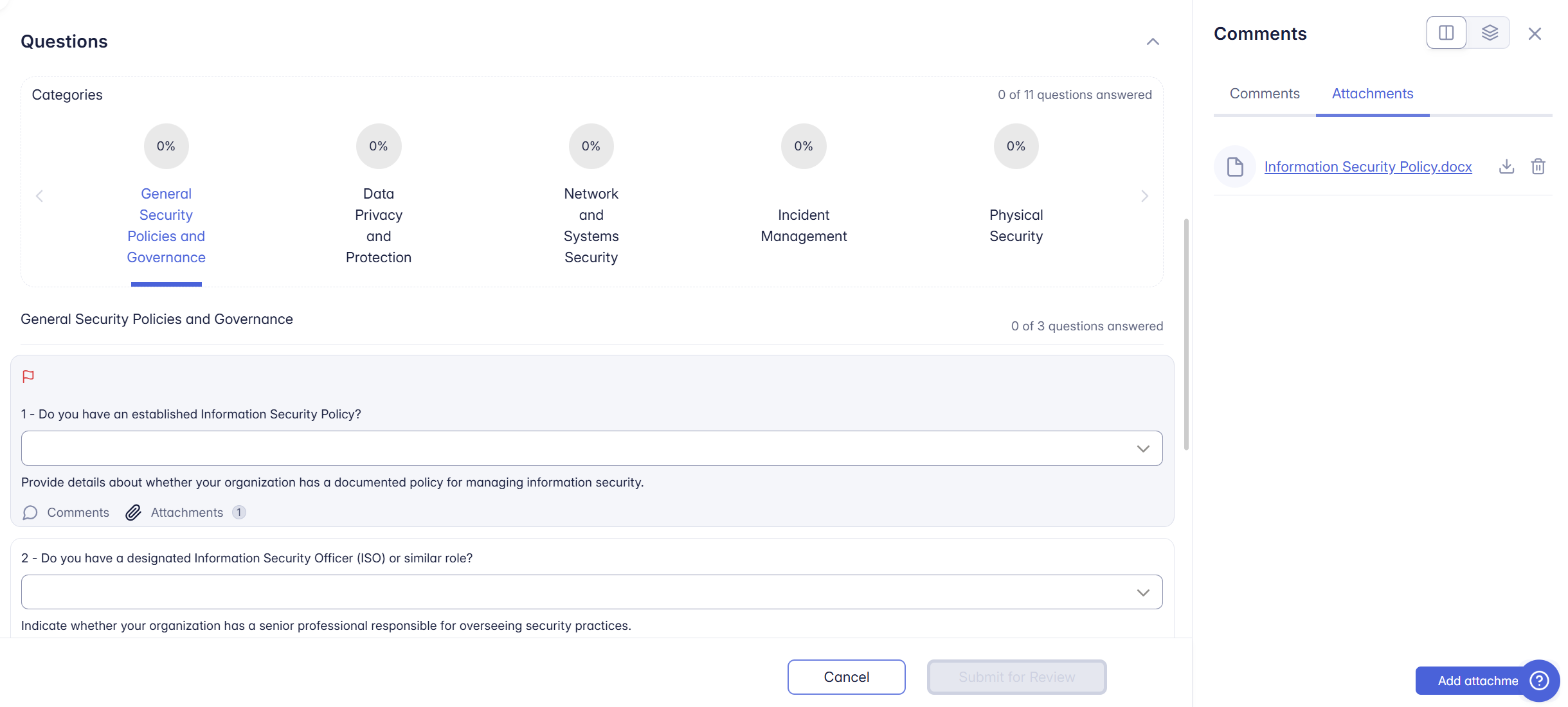 Comments and Attachments on Questionnaires – SureCloud Platform